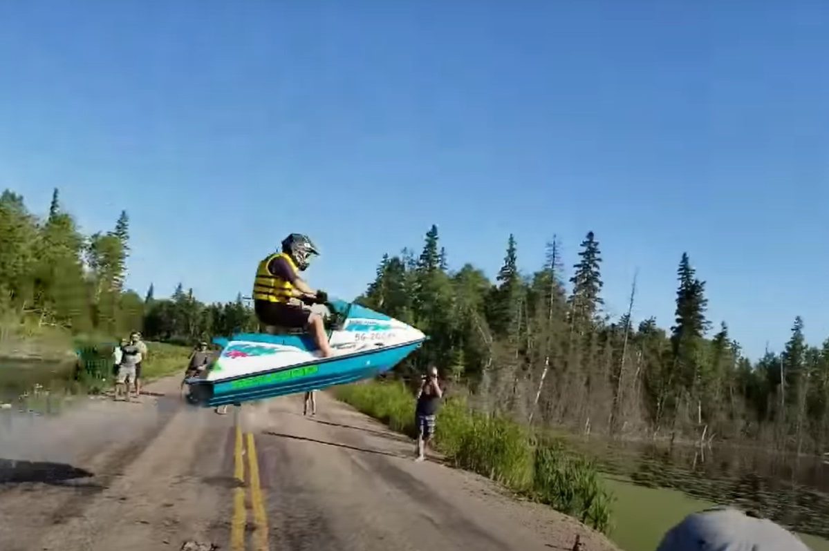Jet Ski Jumps Over Road for Crazy Stunt - alt_driver
