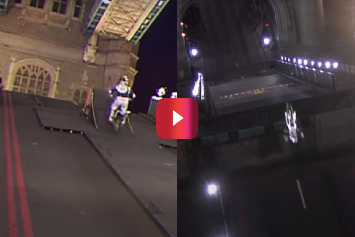 Motocross Legend No-Handed Backflips Over Iconic Bridge - alt_driver